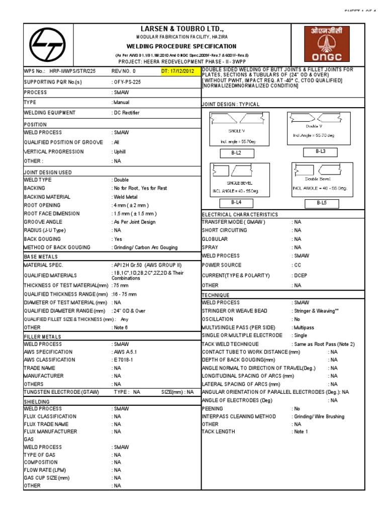 HRP Ii WPS STR 225 | PDF | Construction | Welding