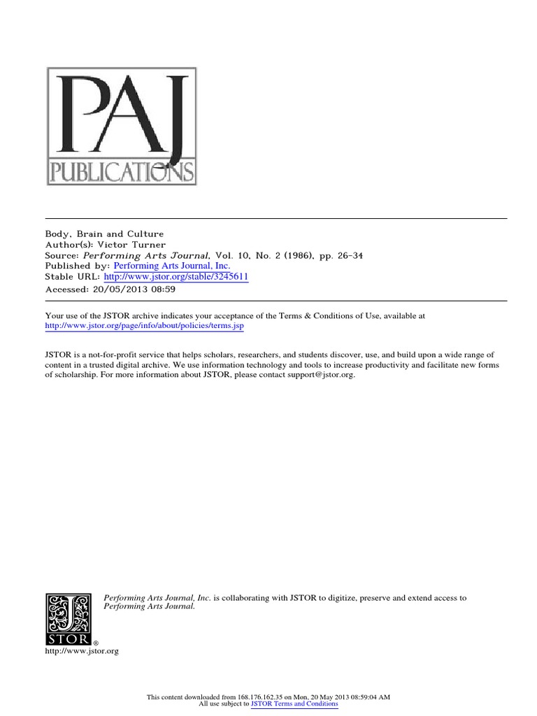 Body Brain and Culture Victor Turner | PDF | Neuroscience