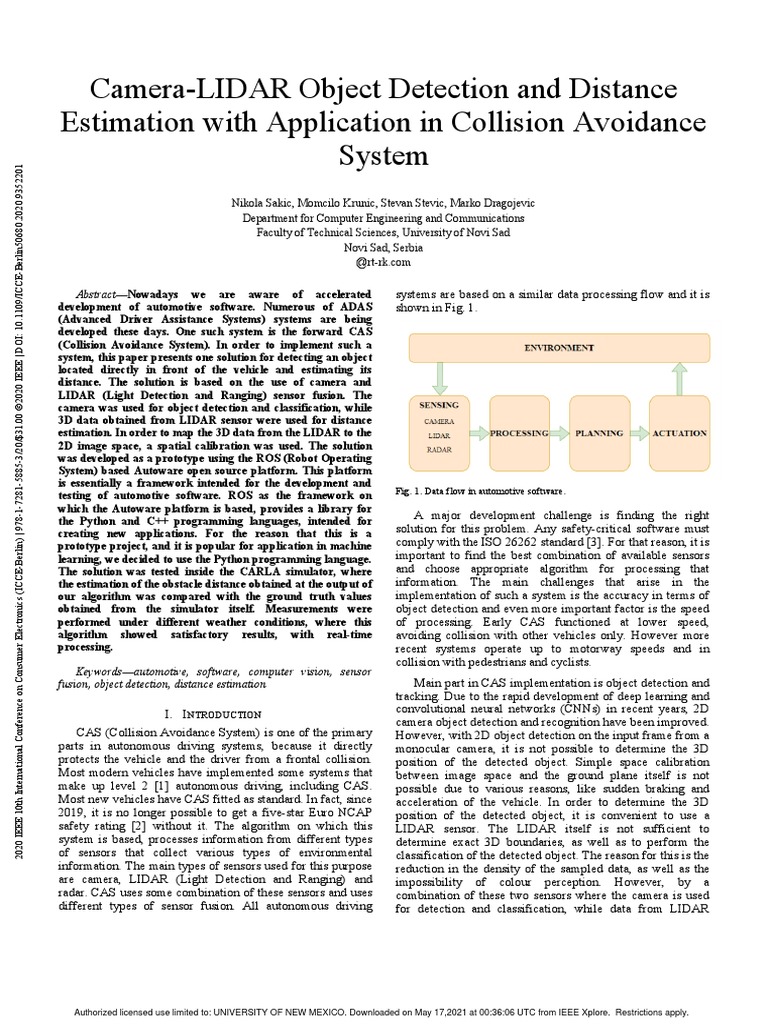 Camera Lidar Object Detection Pdf Lidar Cluster Analysis