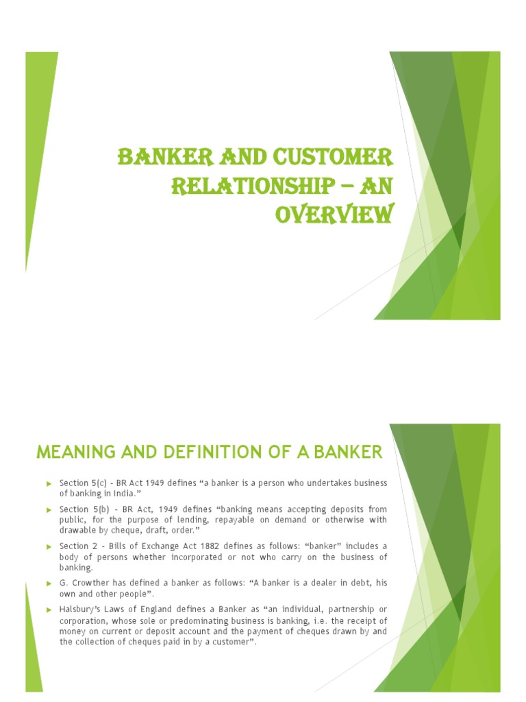 Banker-Customer Relationship Overview | PDF | Banks | Mortgage Law