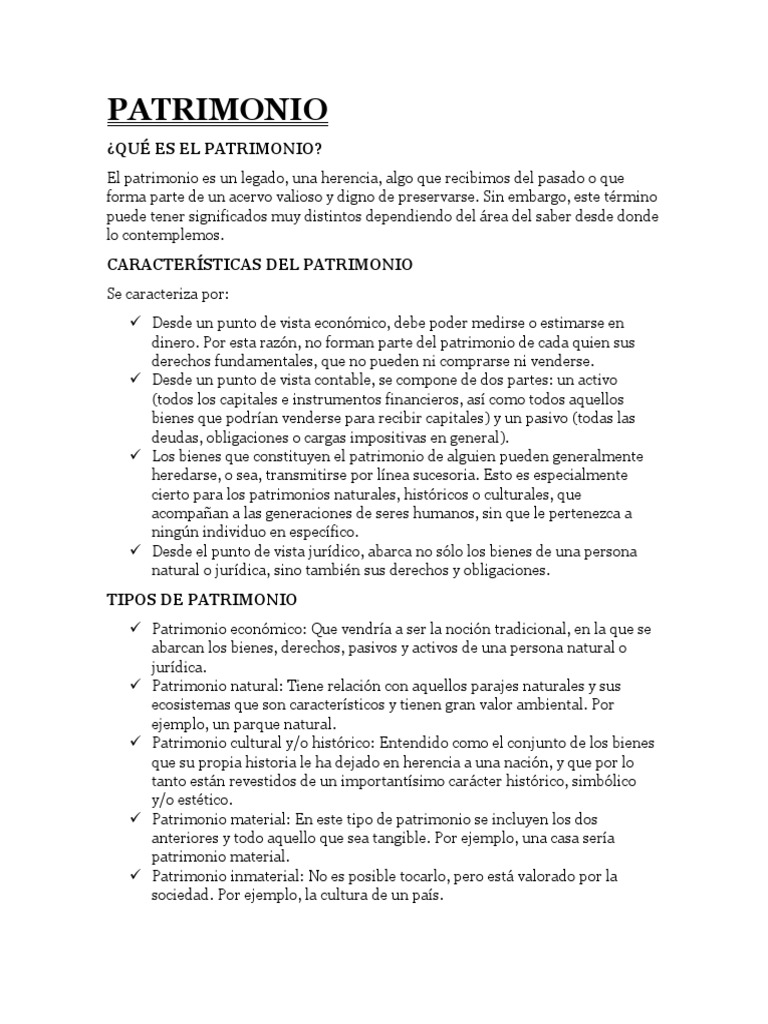 PATRIMONIO | PDF | Contabilidad | Bienes (Ley)