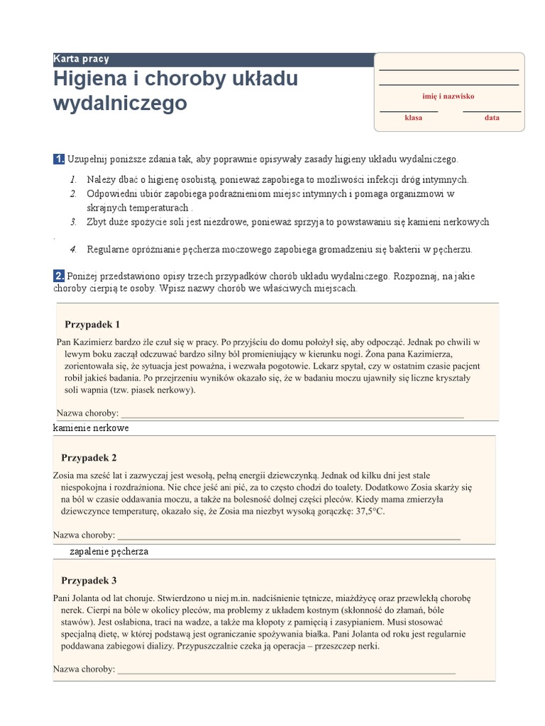 Karta Pracy Higiena | PDF