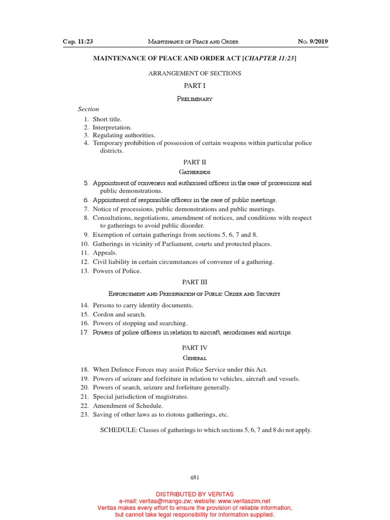 Maintence of Peace and Order Act 2019 | PDF | Government | Public Law