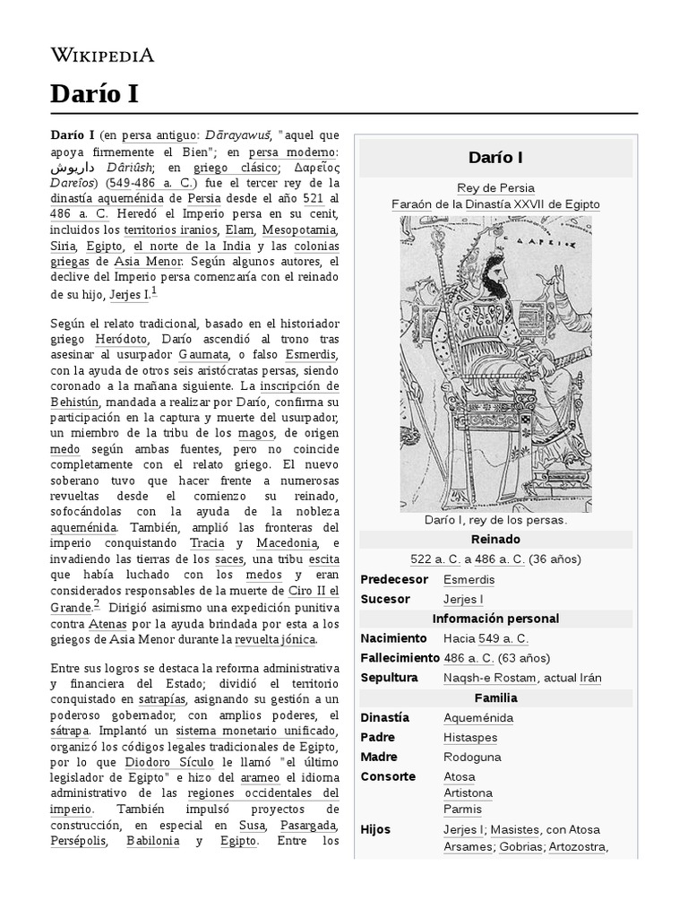 Darío I | PDF | Imperio aqueménida | Persia antigua