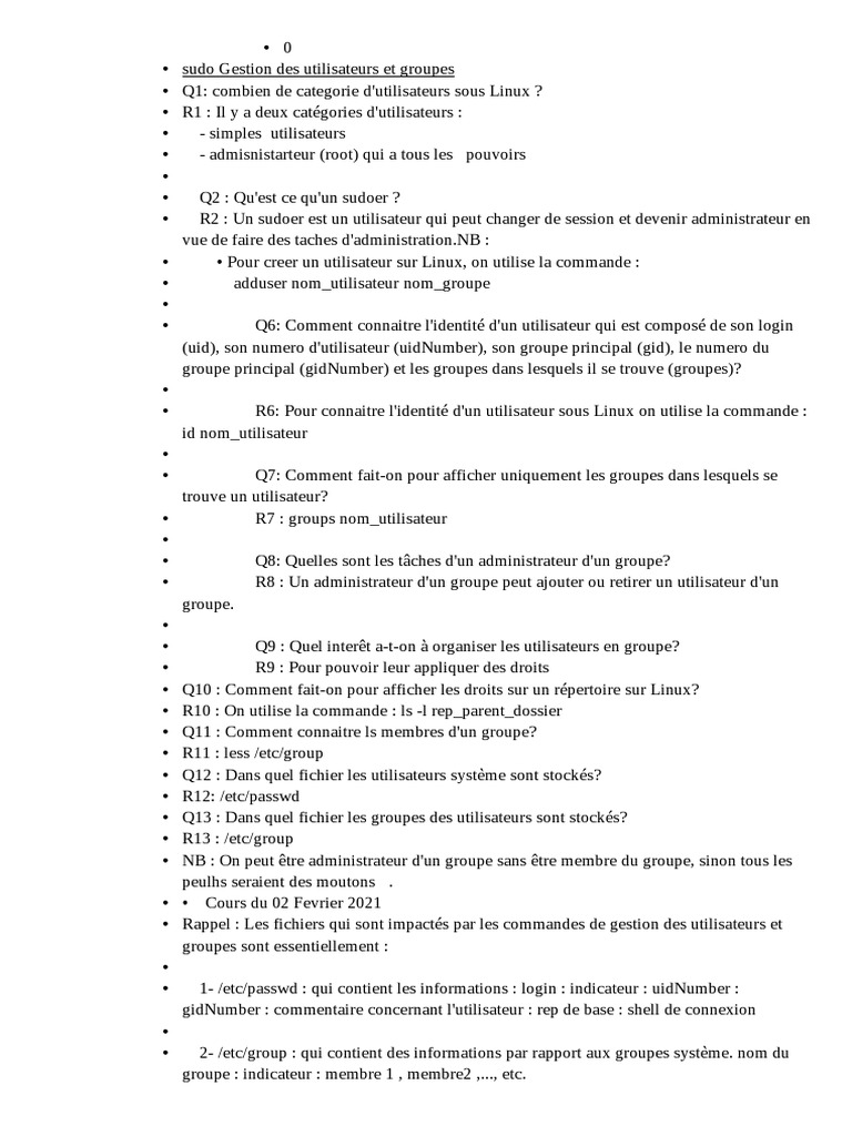 Gestion des utilisateurs sous Linux | PDF | Protocole de transfer de fichier | Système de noms ...