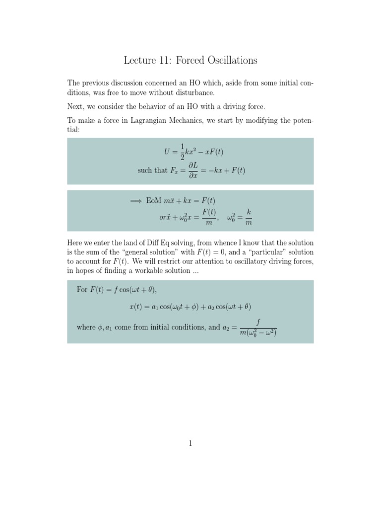 MIT8 - 223IAP17 - Lec11 - Forced Oscilations | PDF | Resonance | Oscillation