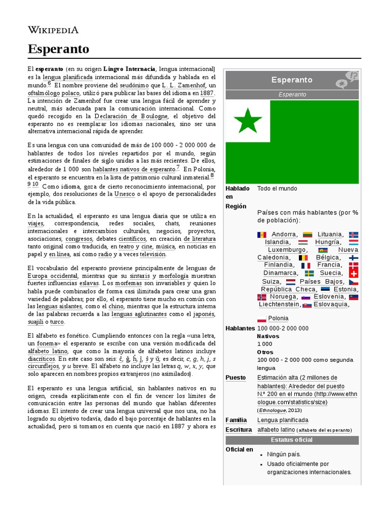 Esperanto | PDF | Comunicación humana | Lingüística