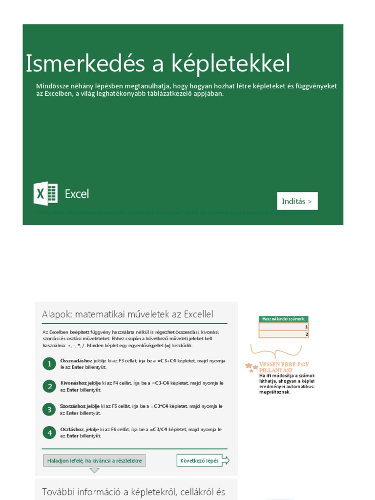 Képlet Microsoft Oktatóanyag | PDF
