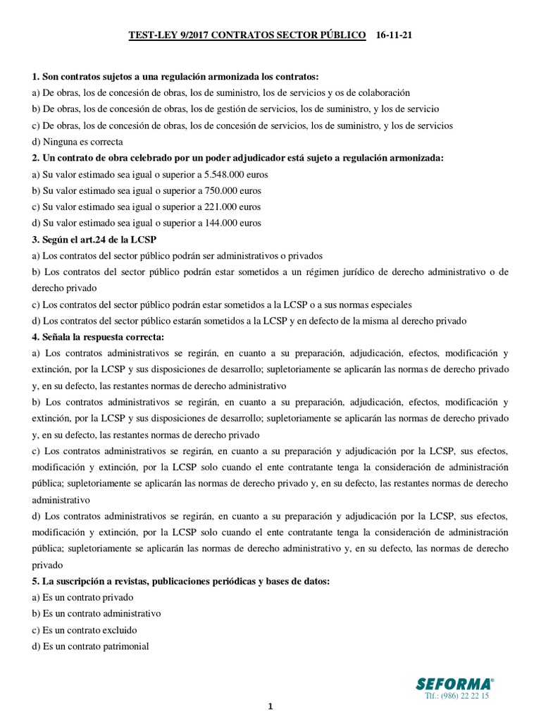 Test LCSP 16 11 21 | PDF | Calidad (comercial) | Estado (política)