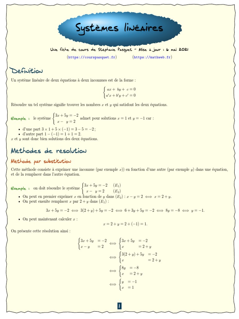 Résolution de systèmes linéaires | PDF | Système d'équations linéaires ...