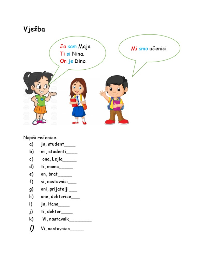 Vježba - Glagol Biti | PDF