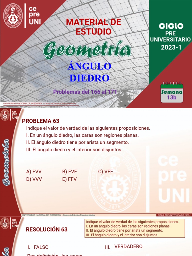 Semna 13b Ángulo Diedro y Ángulo Poliedro SOLUCION 57 AL 68 | PDF ...