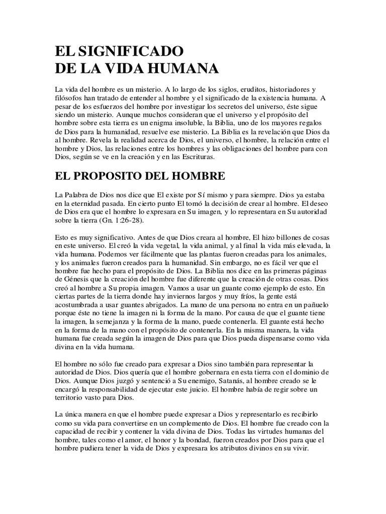 El Significado de La Vida Humana | PDF | Dios | Cristo (título)