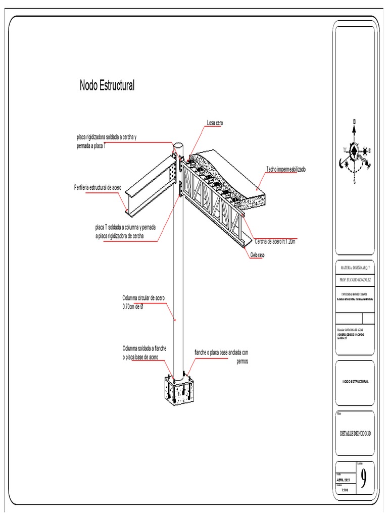 Nodo Estructural 3D, Lamina 9 | PDF | Ingeniería estructural ...