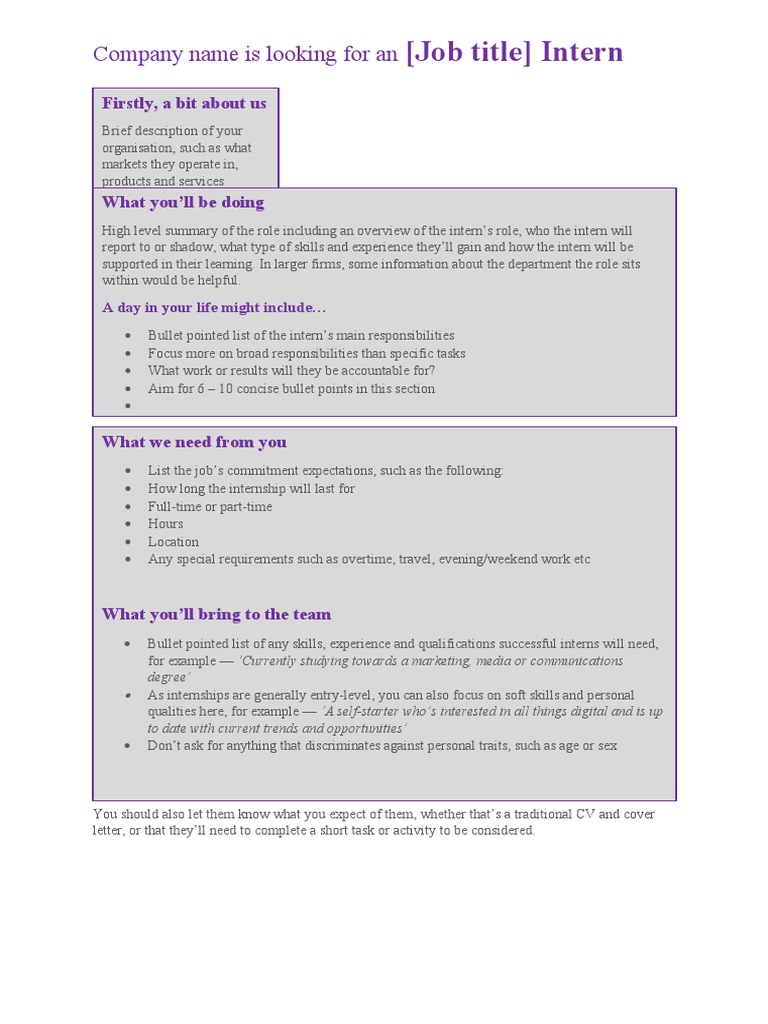 Intern Job Description Template | PDF
