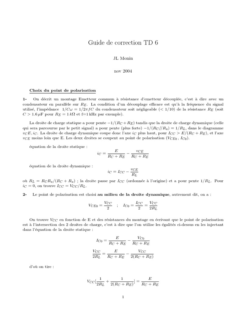 Correct td6 | PDF | Amplificateur électronique | Ingénierie informatique