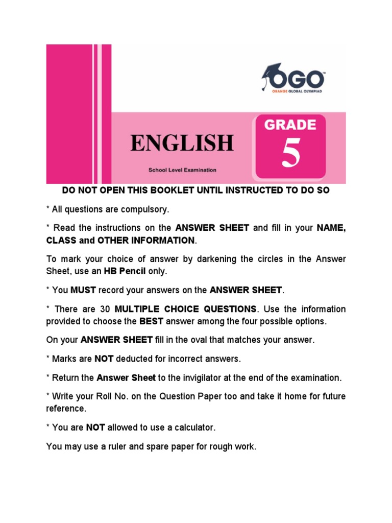 English Grade 5 SLE Practice Paper | PDF | Nile | Egypt