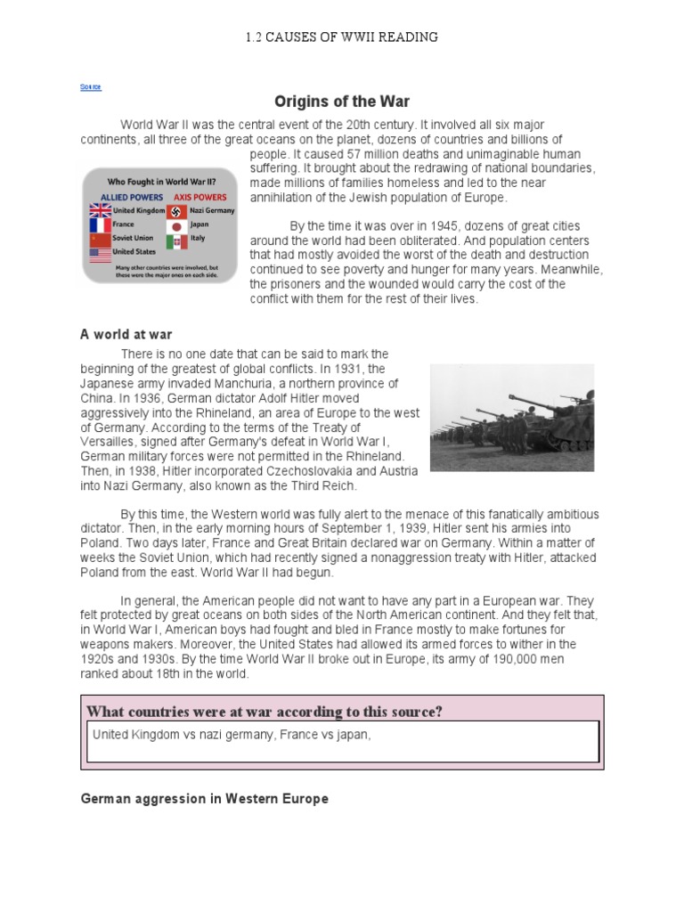 Causes of World War II Explained | PDF | World War II | Nazi Germany