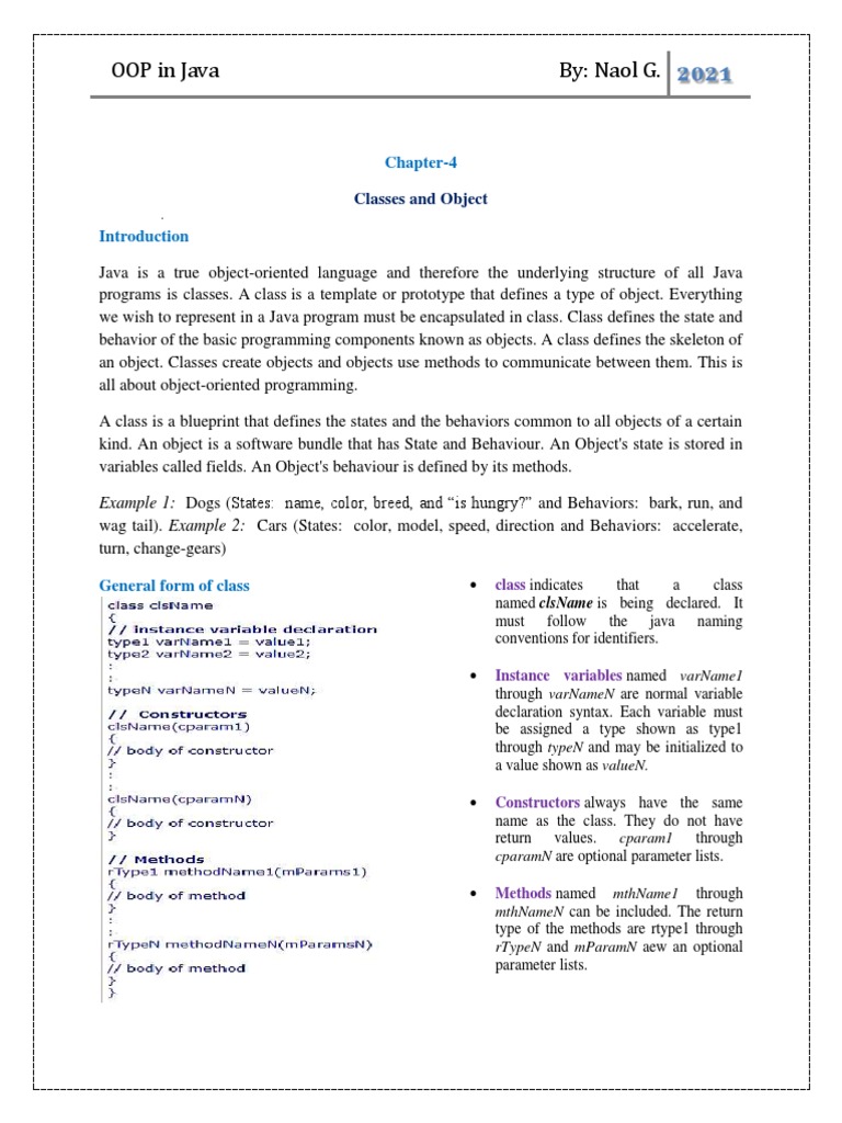 Chapter 4 Oop Pdf Pdf Programming Constructor Object Oriented Programming 5163