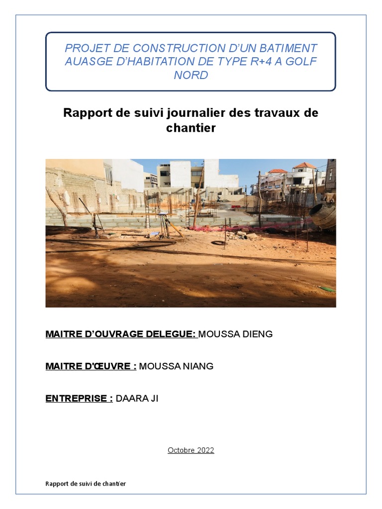 Rapport de Suivi Journalier Des Travaux de Chantier | PDF