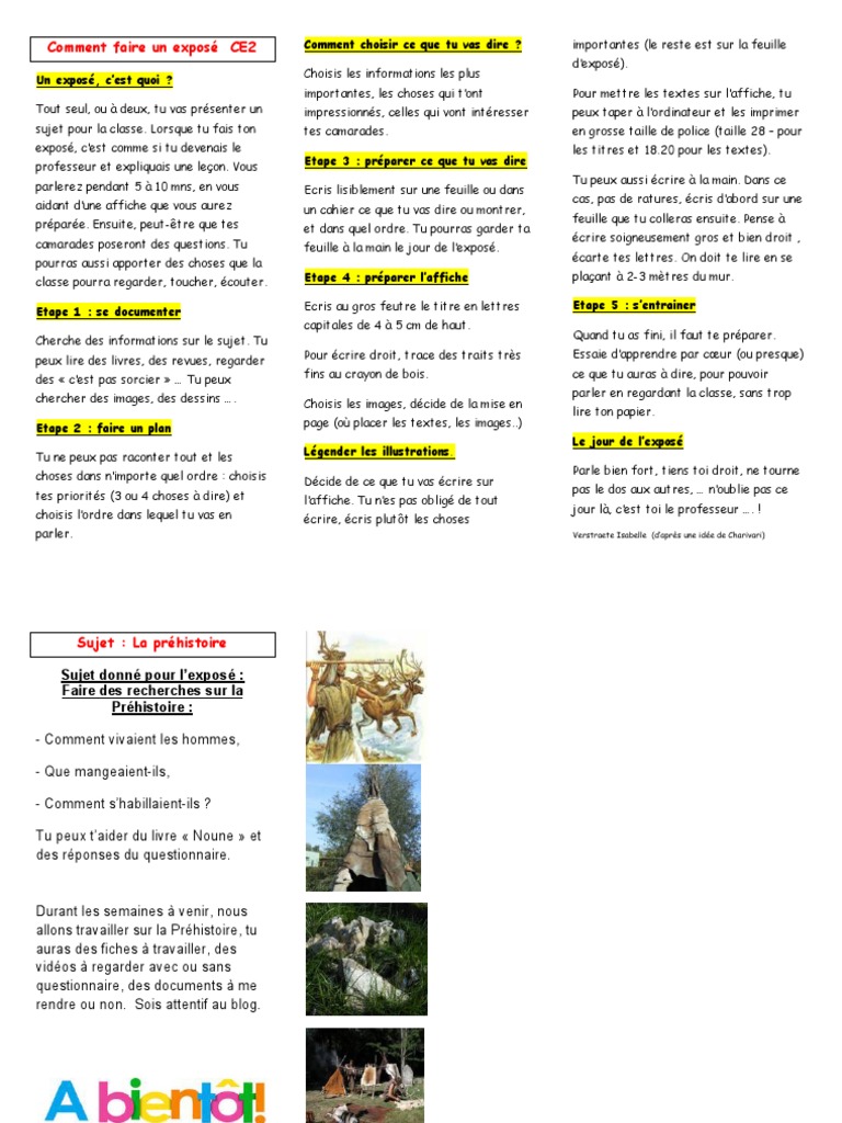 Guide pour un exposé en CE2 | PDF | Évolution de carrière | Arts du ...