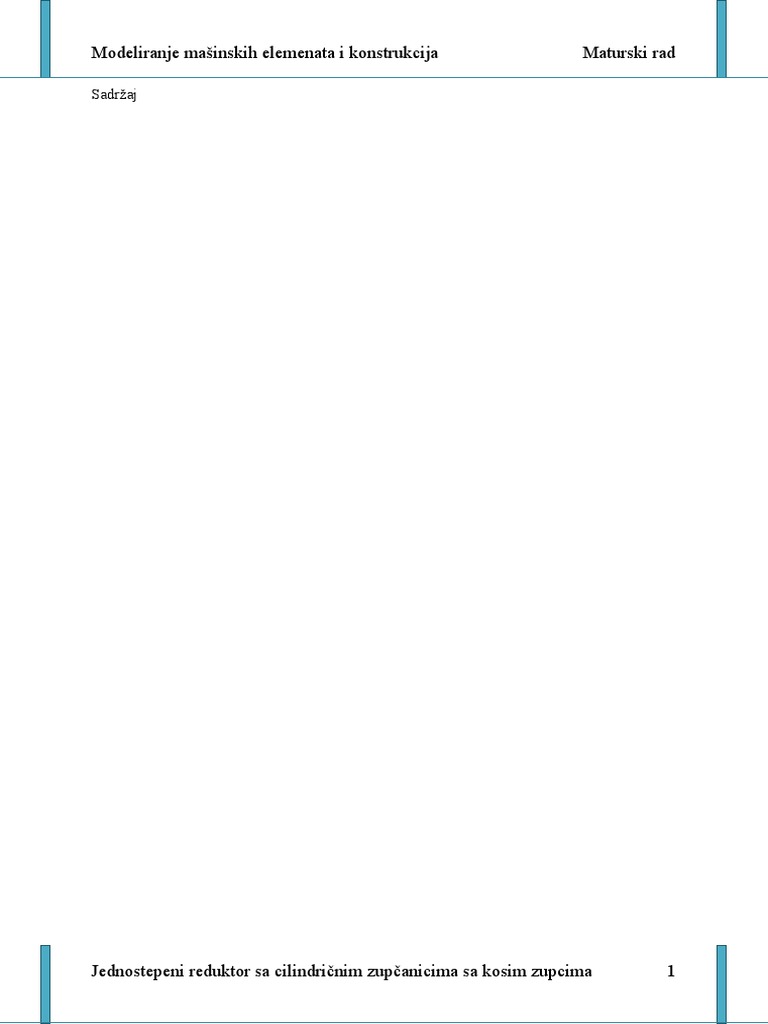 Jednostepeni Reduktor Sa Cilindričnim Zupcima Sa Kosim Zupcima | PDF