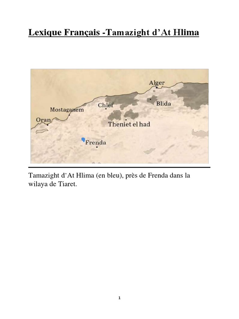 Lexique Français-Tamazight d'At Hlima | PDF | Animaux domestiqués | Bétail