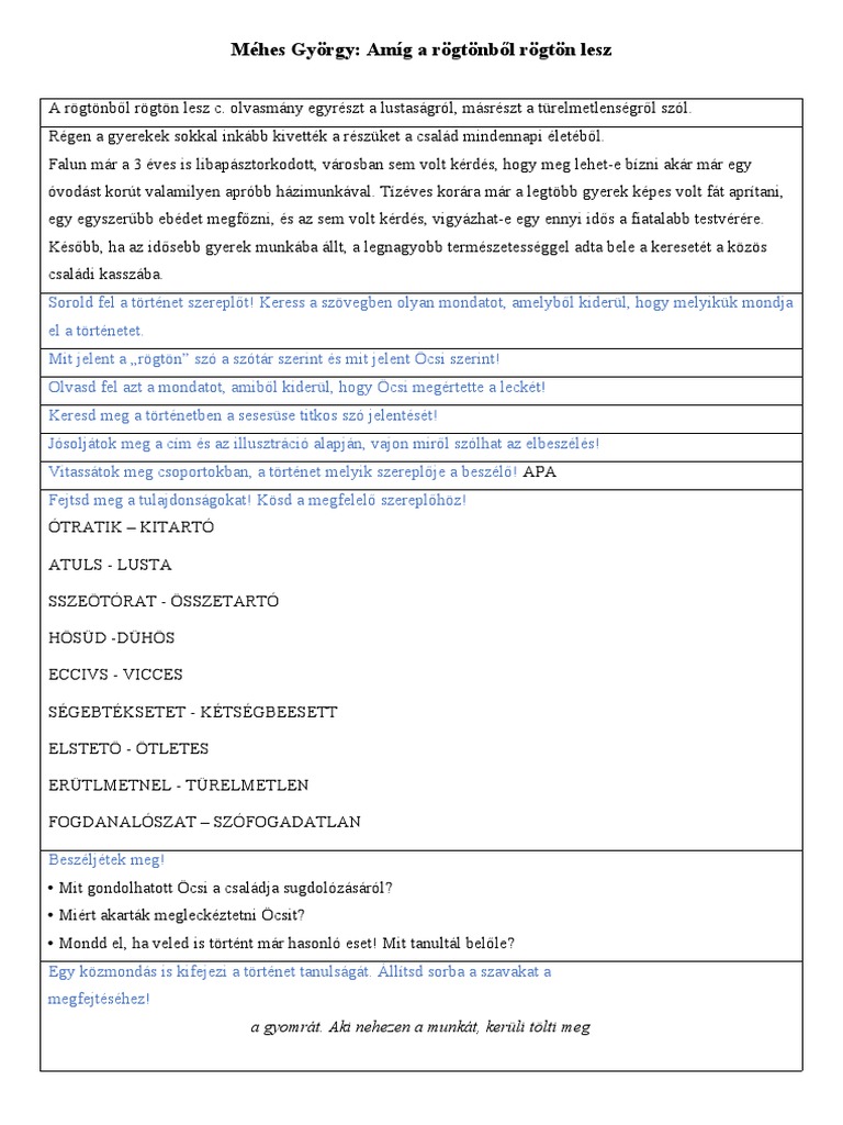 Amíg A Rögtönből Rögtön Lesz | PDF