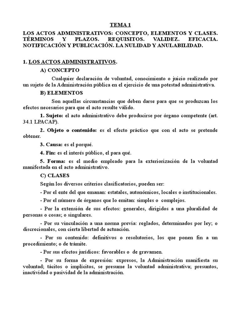 Actos Administrativos: Concepto, Elementos y Clases | PDF | Nulo (ley ...