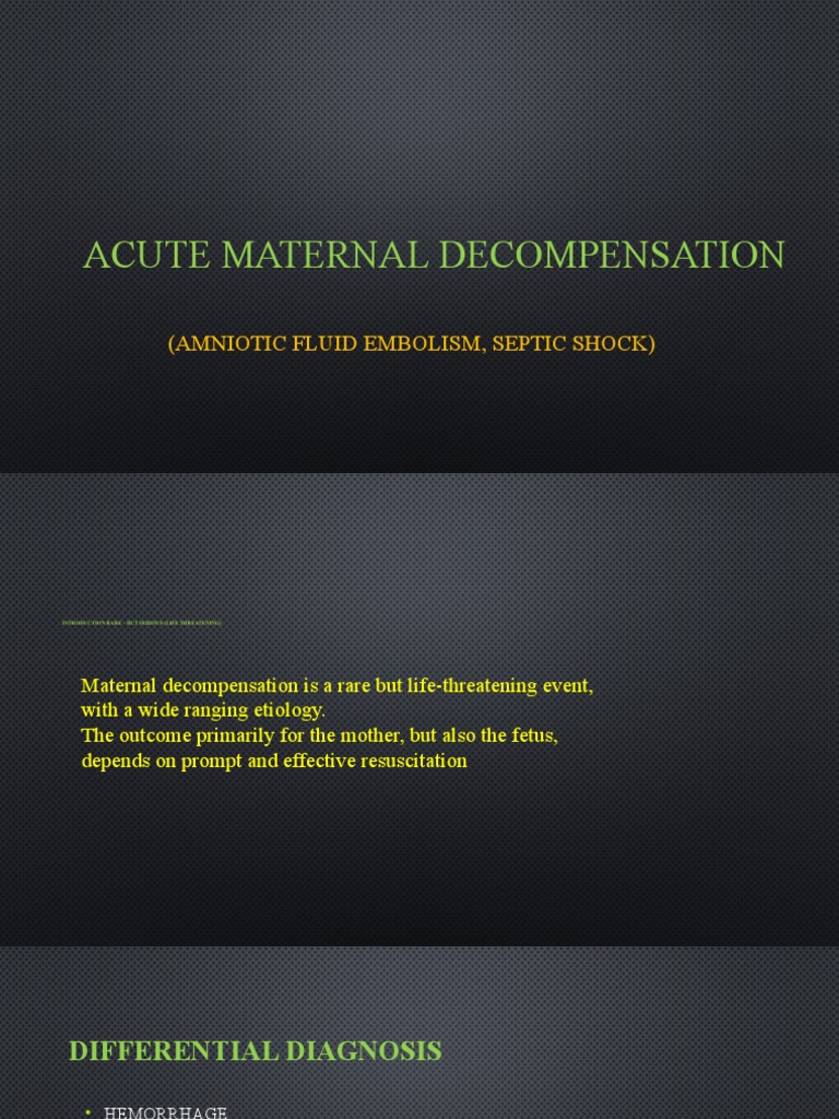 Acute Maternal Decompensation | PDF | Sepsis | Maternal Death