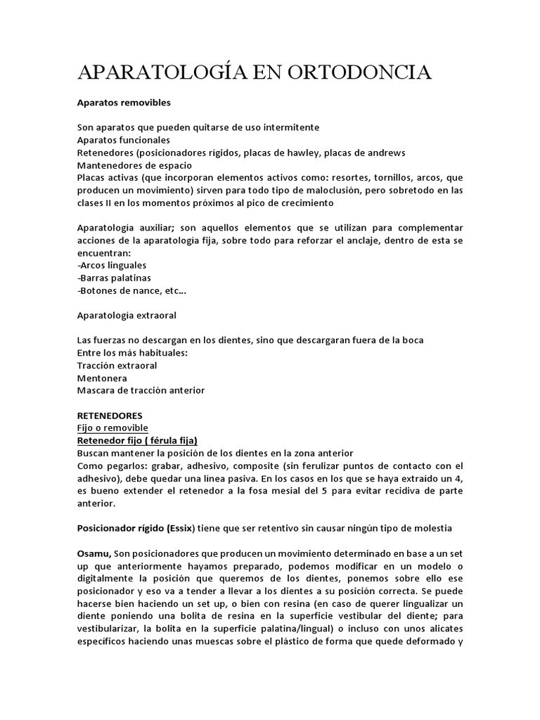 Aparatología en Ortodoncia | PDF | Ortodoncia | Ramas de Odontología