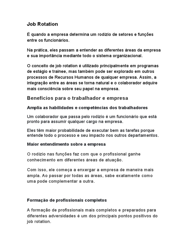 Slides Job Rotation | PDF | Gestão de recursos humanos