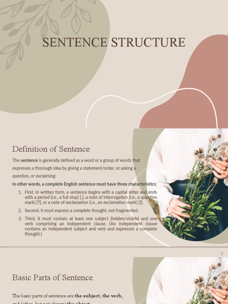 Sentence Structure | PDF | Subject (Grammar) | Sentence (Linguistics)