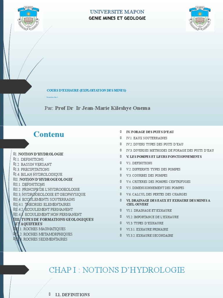 Bac 3 Exhaure | PDF | Bassin versant | Hydrogéologie