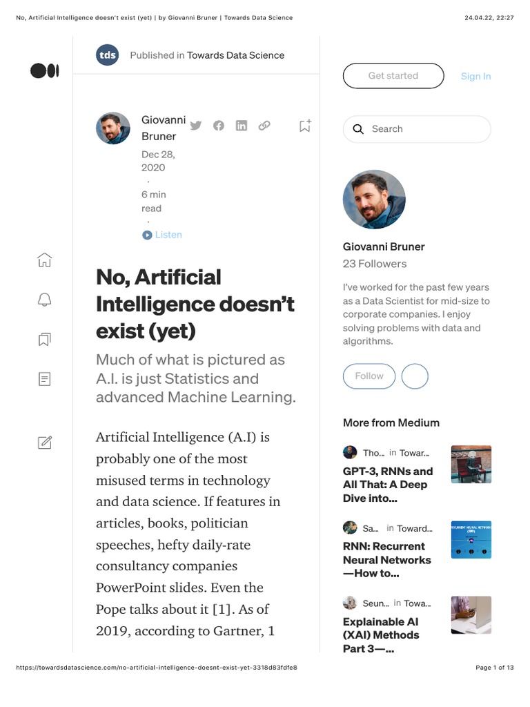 No, Artificial Intelligence Doesn't Exist (Yet) - by Giovanni Bruner ...