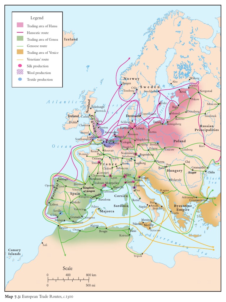 European Trade Routes - 1300 | PDF | Textiles | Fibers