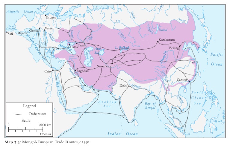 Mongol Trade Routes - 1350 | PDF