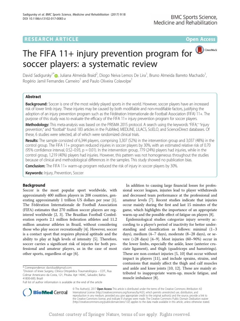 The FIFA 11 Injury Prevention Program For Soccer P | Download Free PDF ...