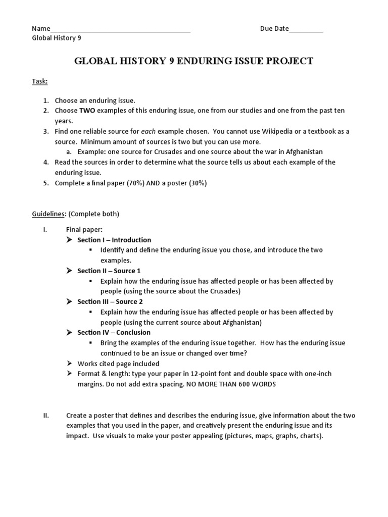 Enduring Issue Global 9 Project | PDF | Citation | Argument