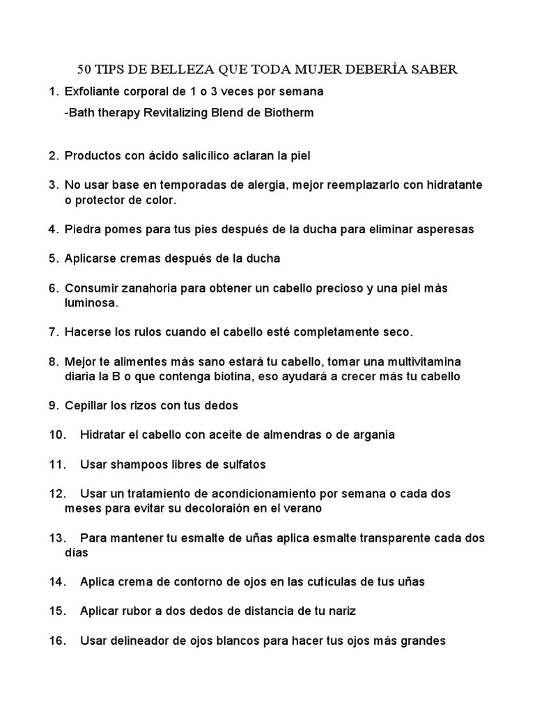 50 Tips de Belleza Que Toda Mujer Debería Saber | PDF