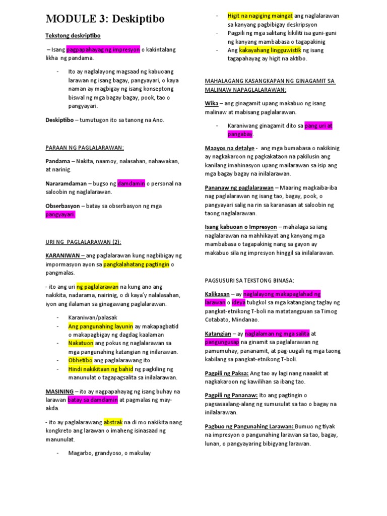 Reviewer in Filipino | PDF