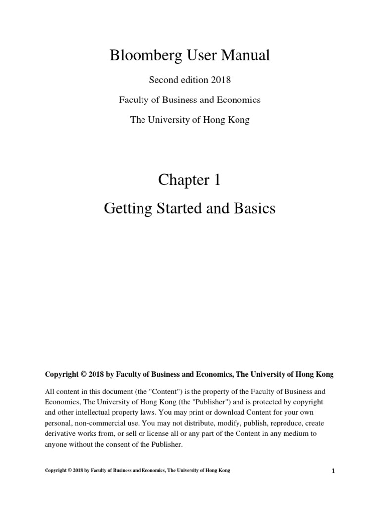 Bloomberg User Manual 2nd Edition 2018 Chapter 1 PDF | PDF | Microsoft Excel | Screenshot