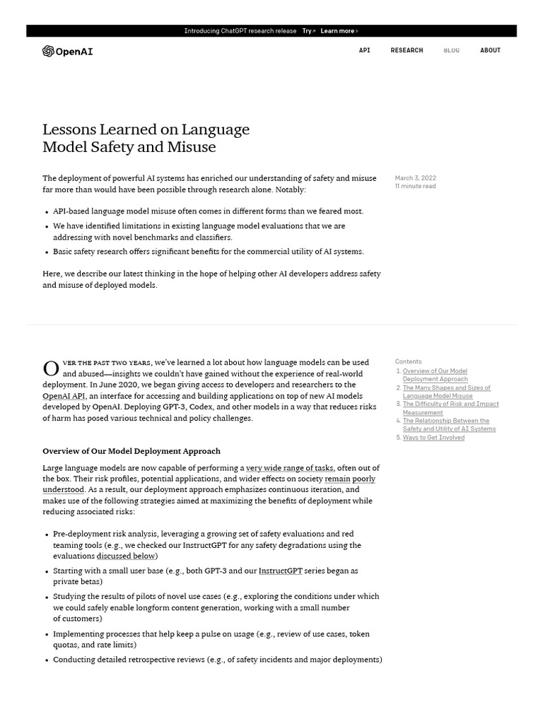 Lessons Learned On Language Model Safety and Misuse | PDF | Artificial ...
