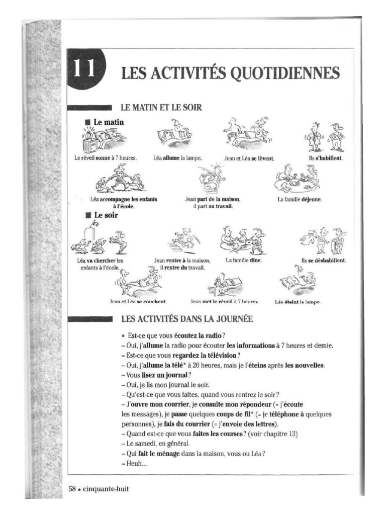 Les Activités Quotidiennes Vocabulaire | PDF