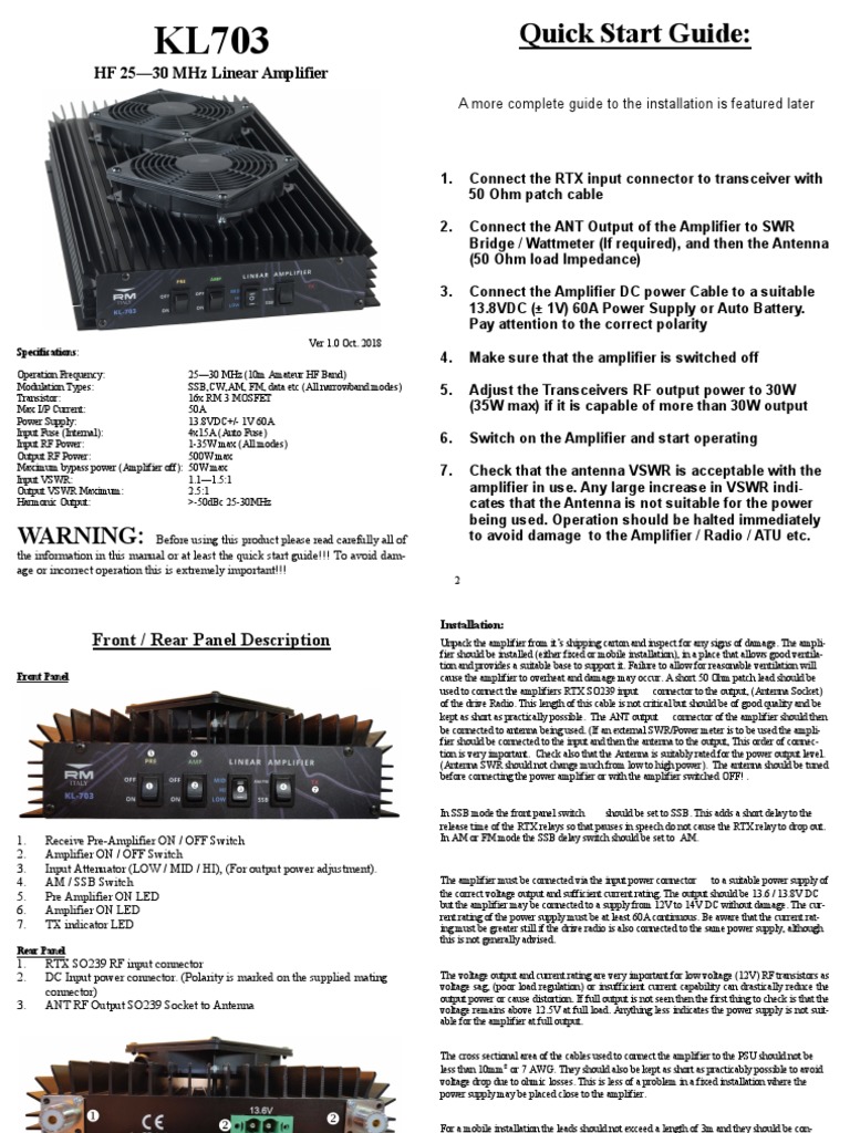 RM Italy KL703 Manual | PDF | Amplifier | Antenna (Radio)