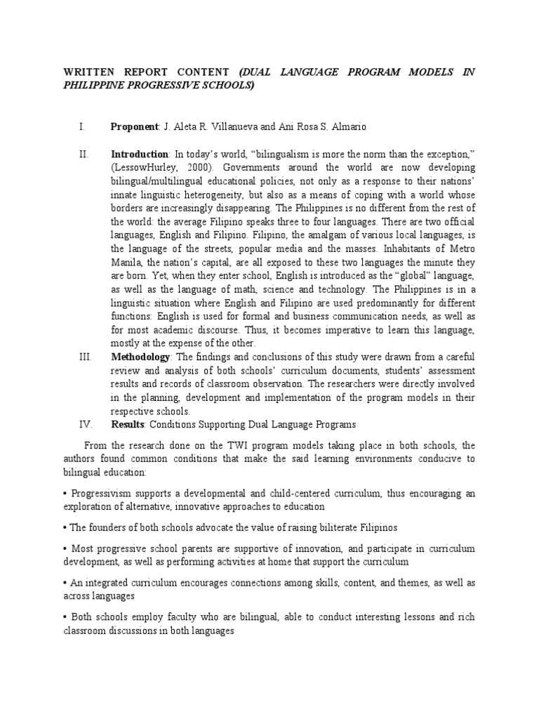 Written Report Content | PDF | Multilingualism | Philippines