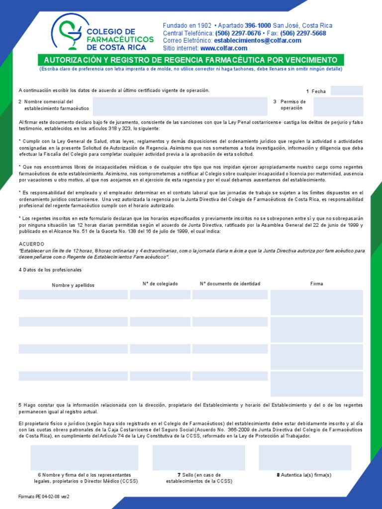 Autorización de Regencia Farmacéutica para Establecimiento Farmacéutico ...