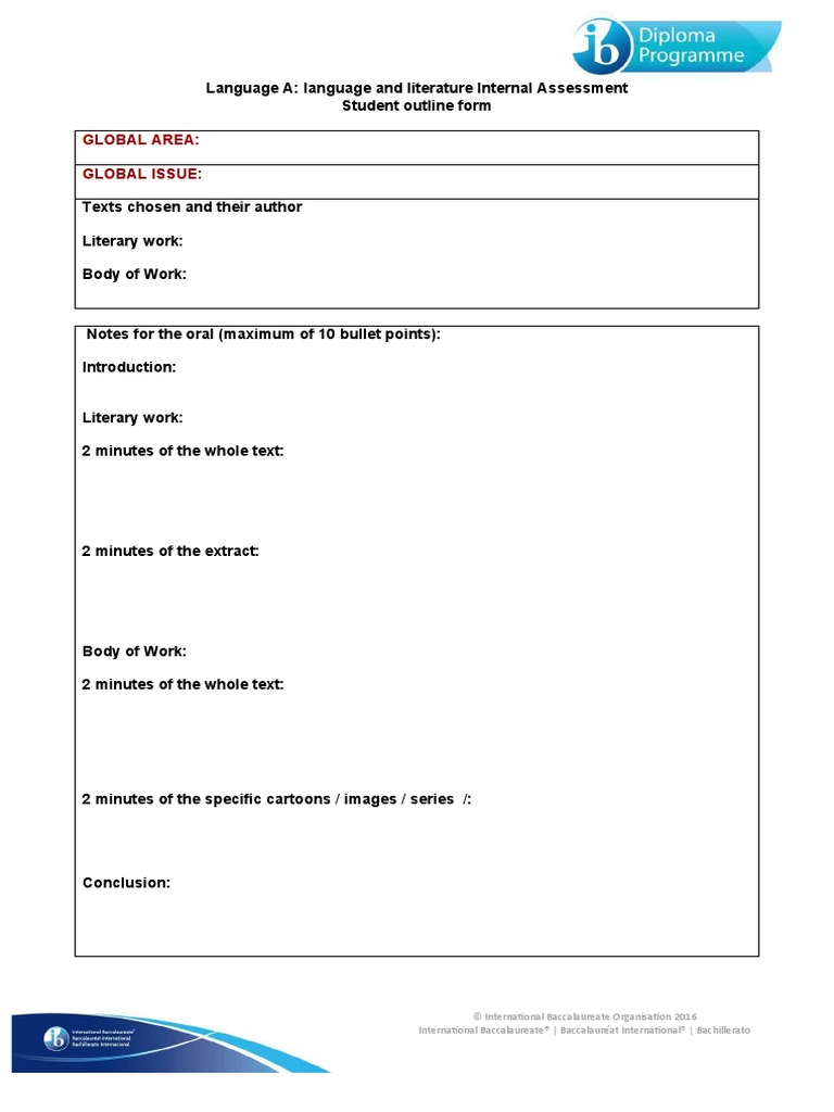 OFFICIAL - IO Outline Form Language & Literature 2023 (TEACHERS TEMPLATE) | PDF