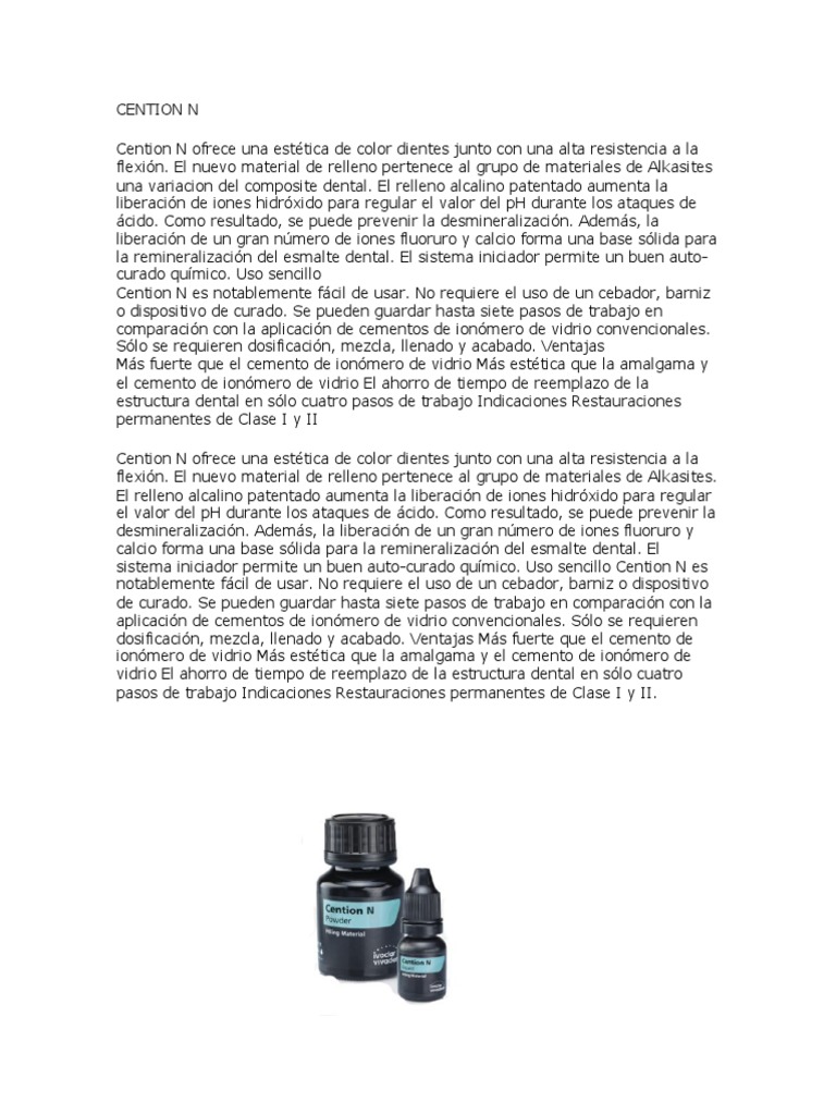 Ventajas de Cention N en odontología | PDF | Ciencia y matemáticas