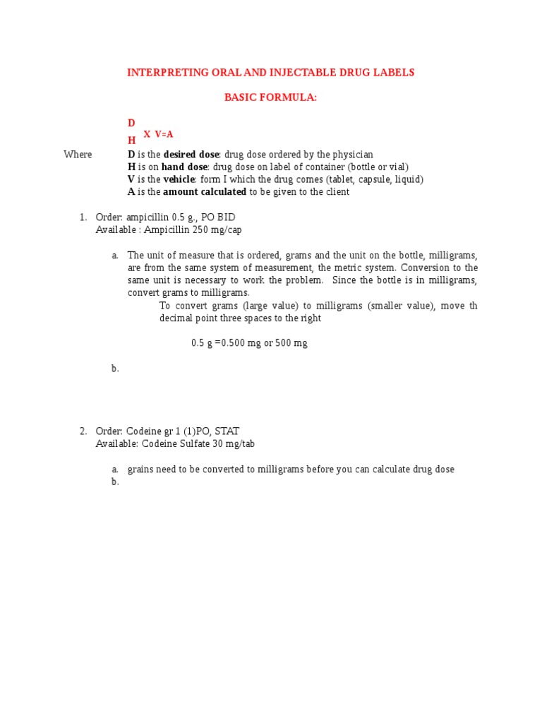 Drug Calculation Pdf Dose Biochemistry Chemistry